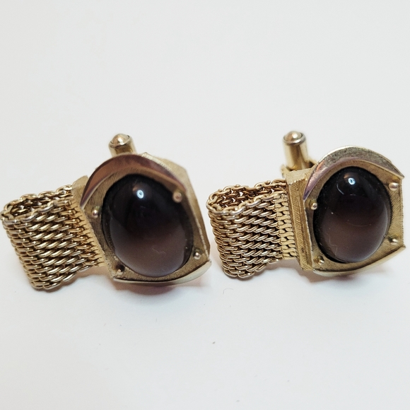 SWANK | Accessories | Swank Wrap Around 97s Brown And Gold Cufflinks ...